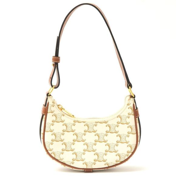 Celine | Bags | Celine Mini Ava Triomphe Bag Calfskin White Brown ...